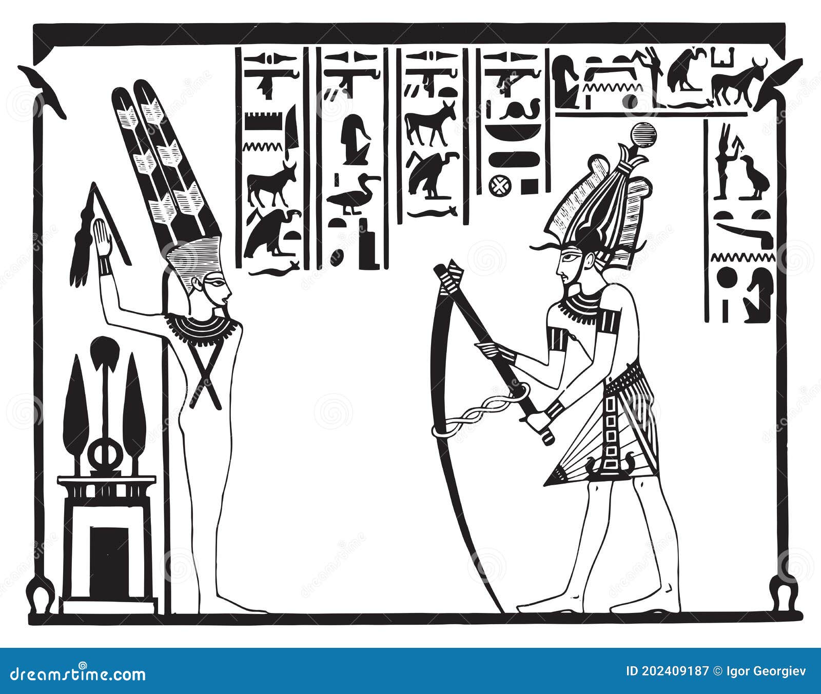 Isis. Set of Egyptian Labels and Elements. Vector Set Illustration ...