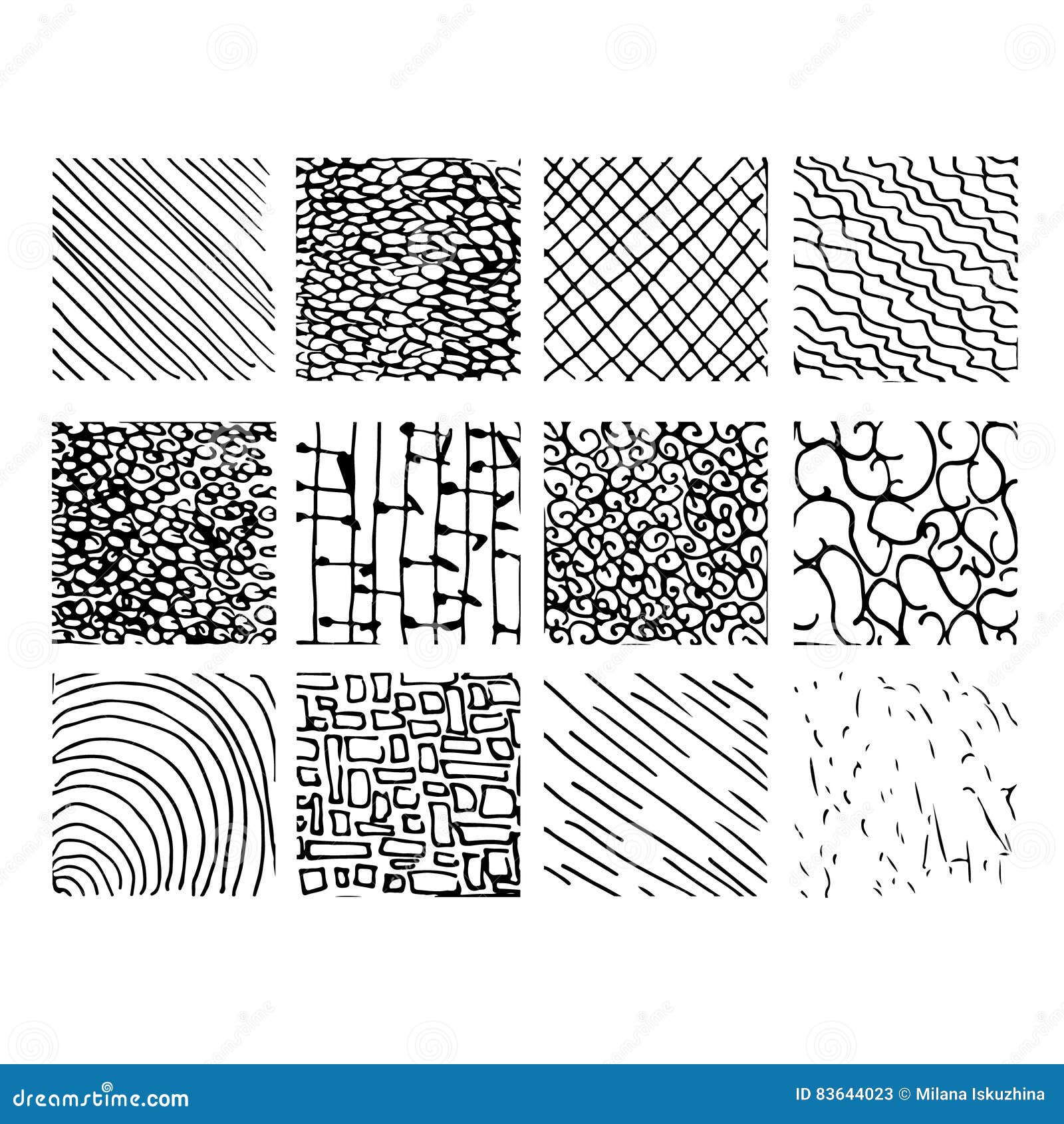 Set of Eight Black and White Wave Patterns Seamlessly Tiling. Stock ...