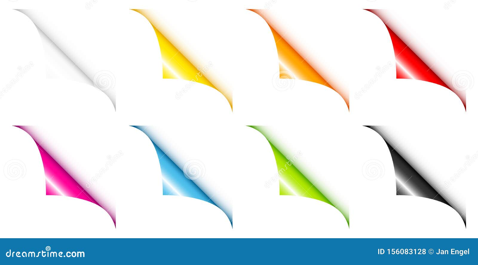Set of Eight Colorful Web Corners Angled White Background Stock Vector ...