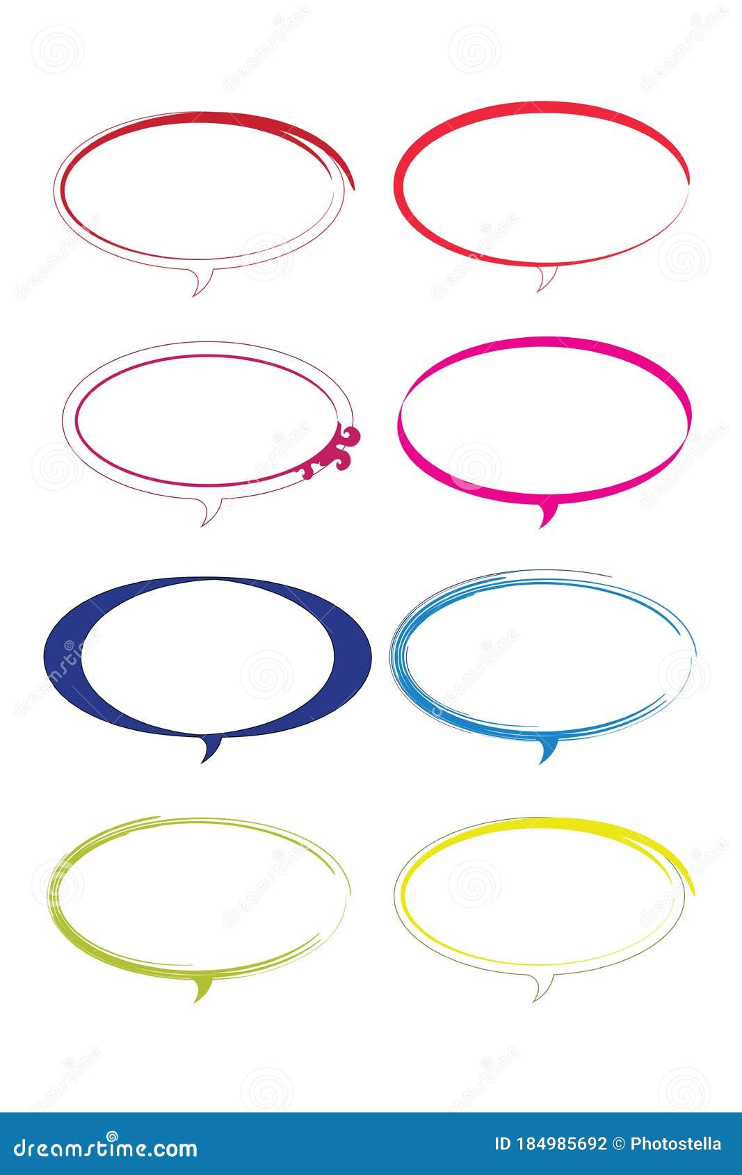 Set of Eight Dialogue Boxes in Multiple Shapes and Colors Vector Stock ...