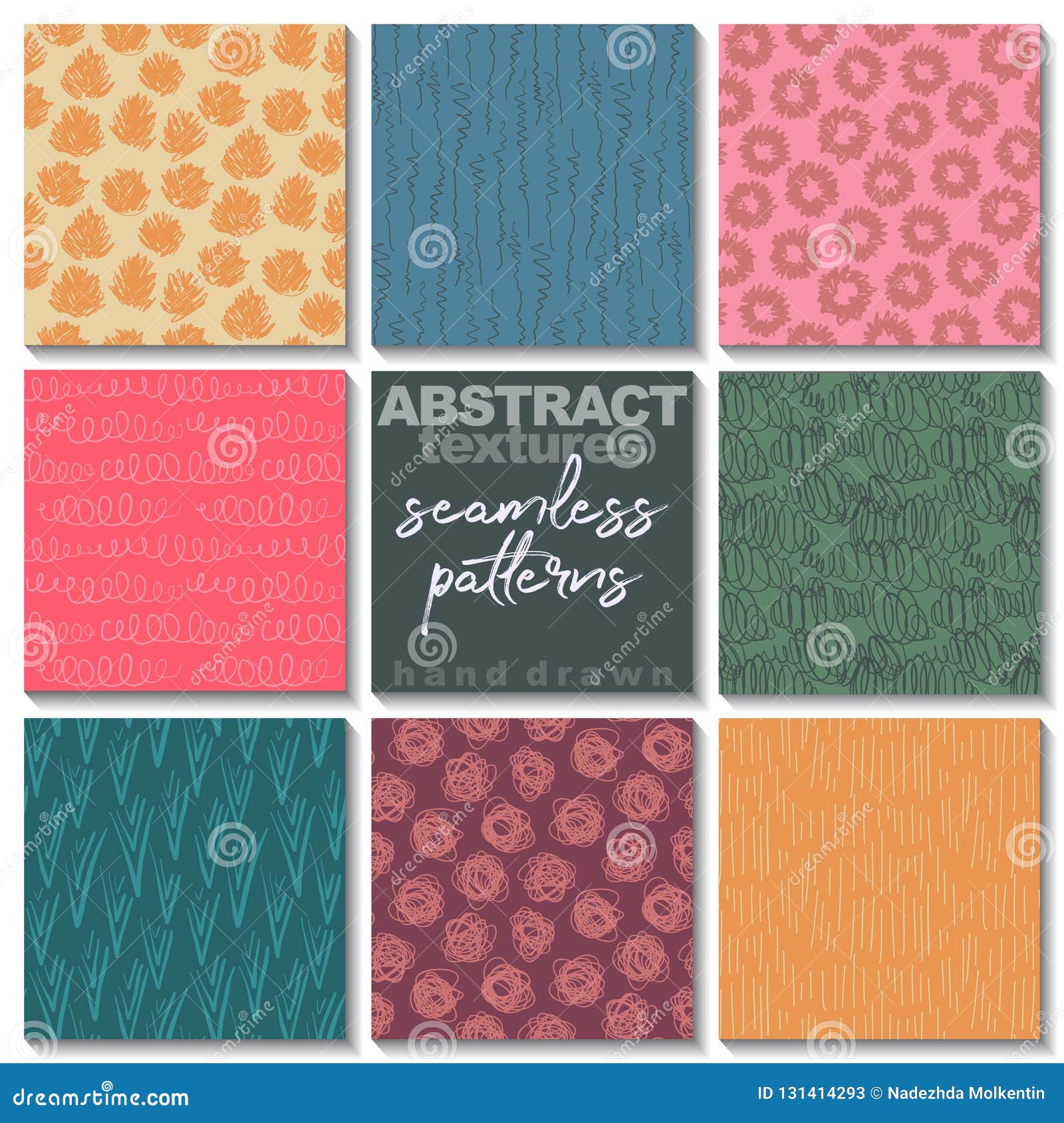 Set of Eight Hand Drawn Ink Seamless Patterns. Stock Vector ...