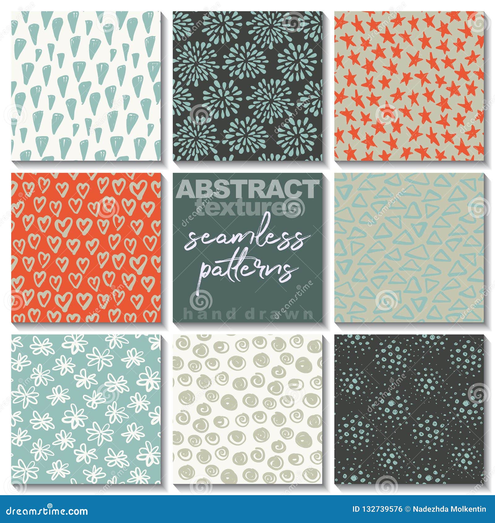 Set of Eight Hand Drawn Ink Seamless Patterns. Stock Vector ...