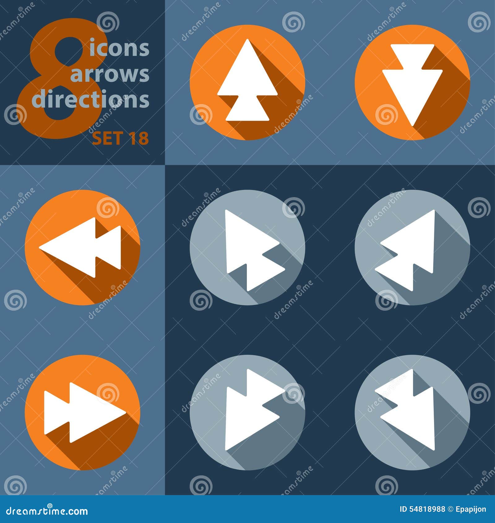 Set of Eight Icons with Arrows Stock Vector - Illustration of eight ...