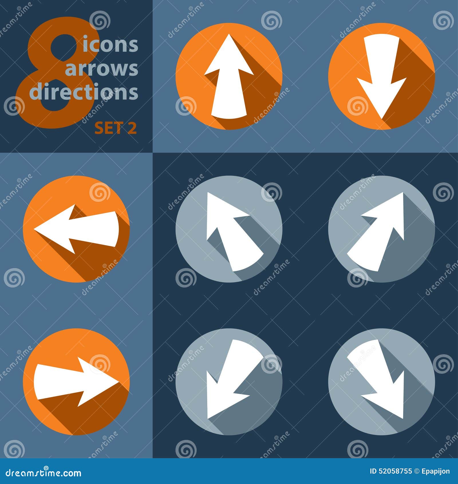 Set of Eight Icons with Arrows in All Eight Directions Stock Vector ...