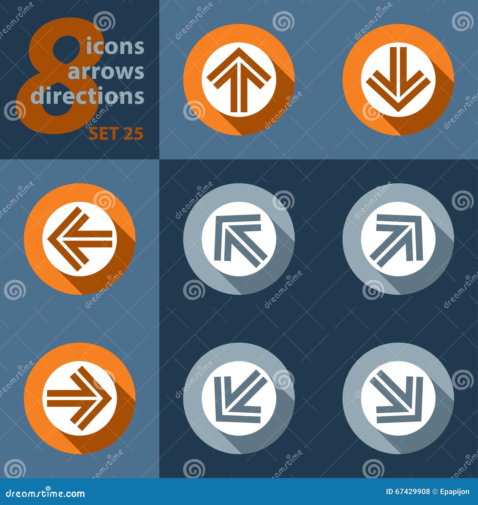 Set of Eight Icons - with Arrows Stock Vector - Illustration of grey ...