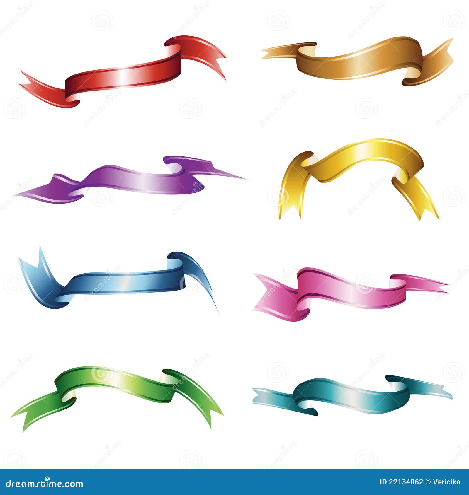 Set of a eight ribbons stock vector. Illustration of forms - 22134062