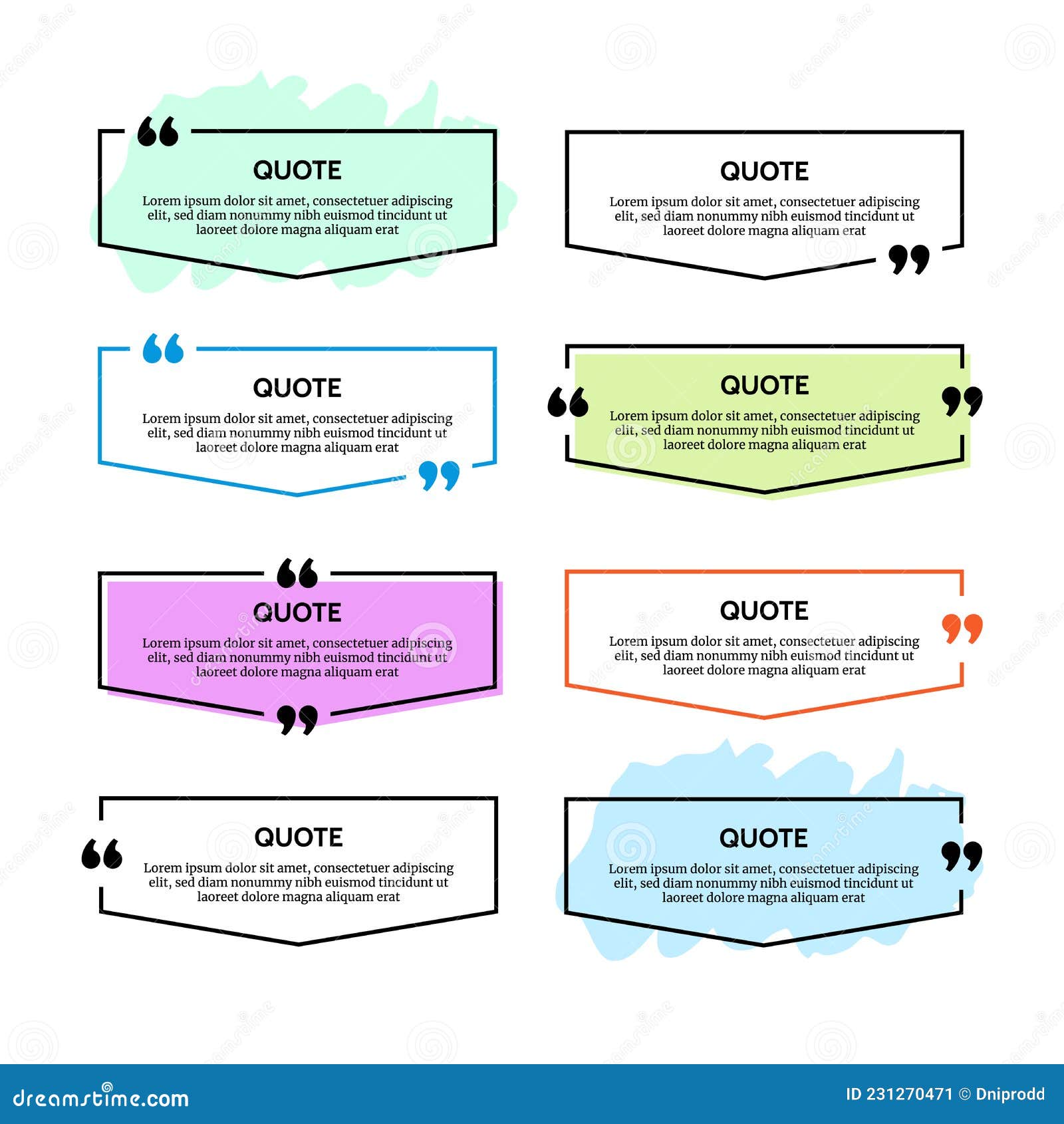 Set of quote box frames stock vector. Illustration of graphic - 231270471
