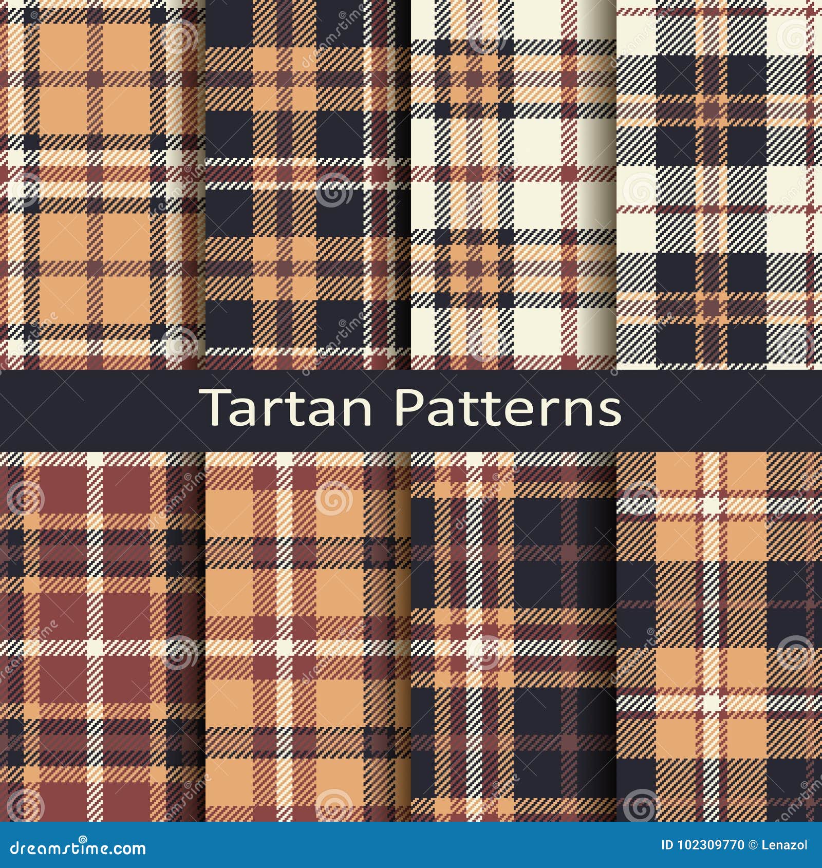 Set of Eight Seamless Vector Tartan Square Patterns. Design for Textile ...