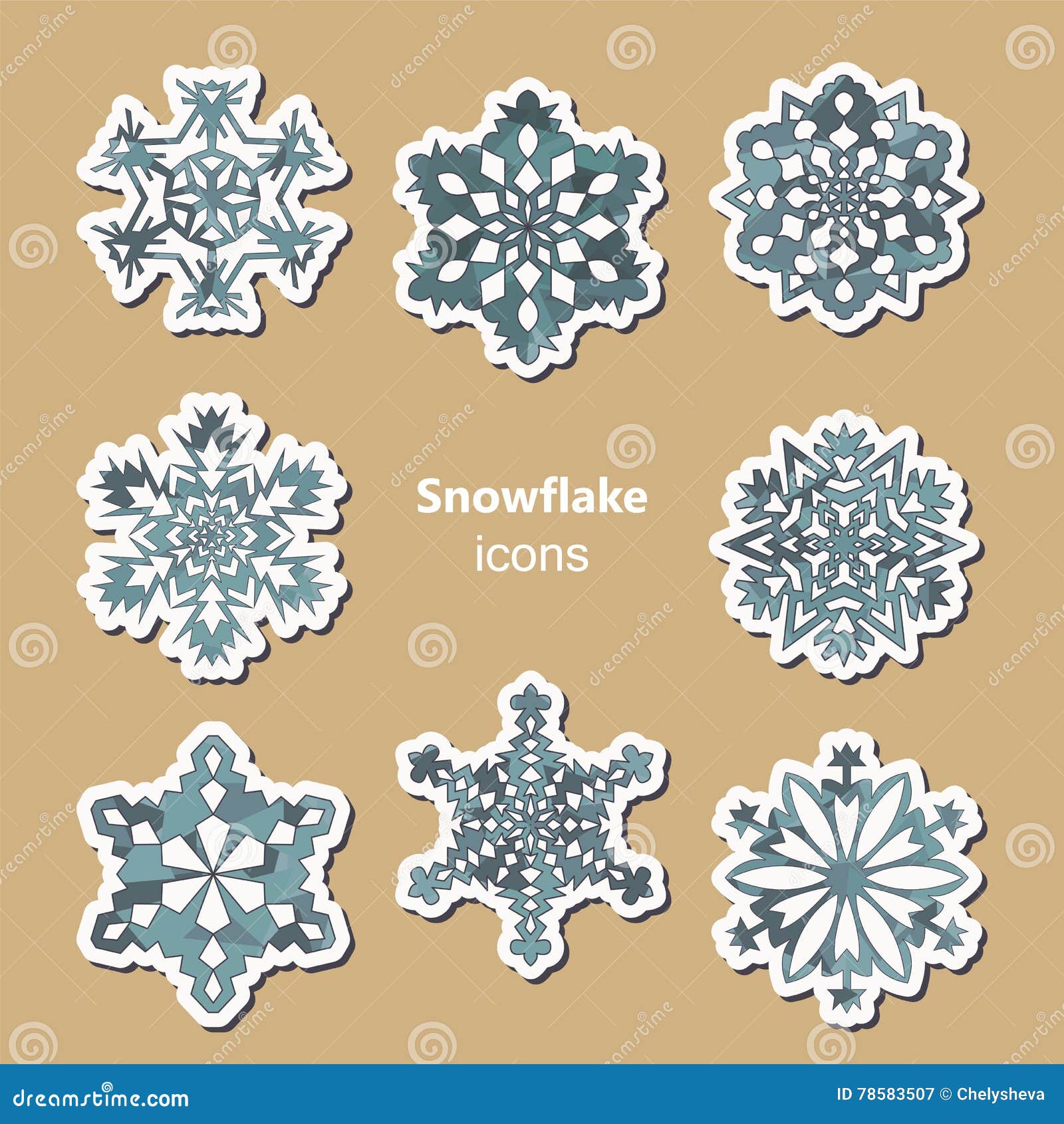 Set of Eight Stylized Snowflake Icons. Vector Illustration Stock Vector ...