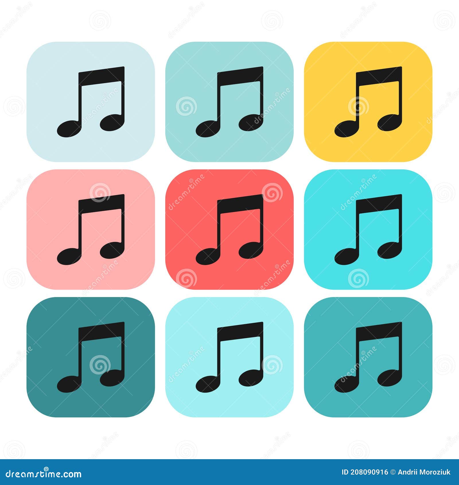 A Set of Eighth Notes. Musical Sign on a Colorful Background ...