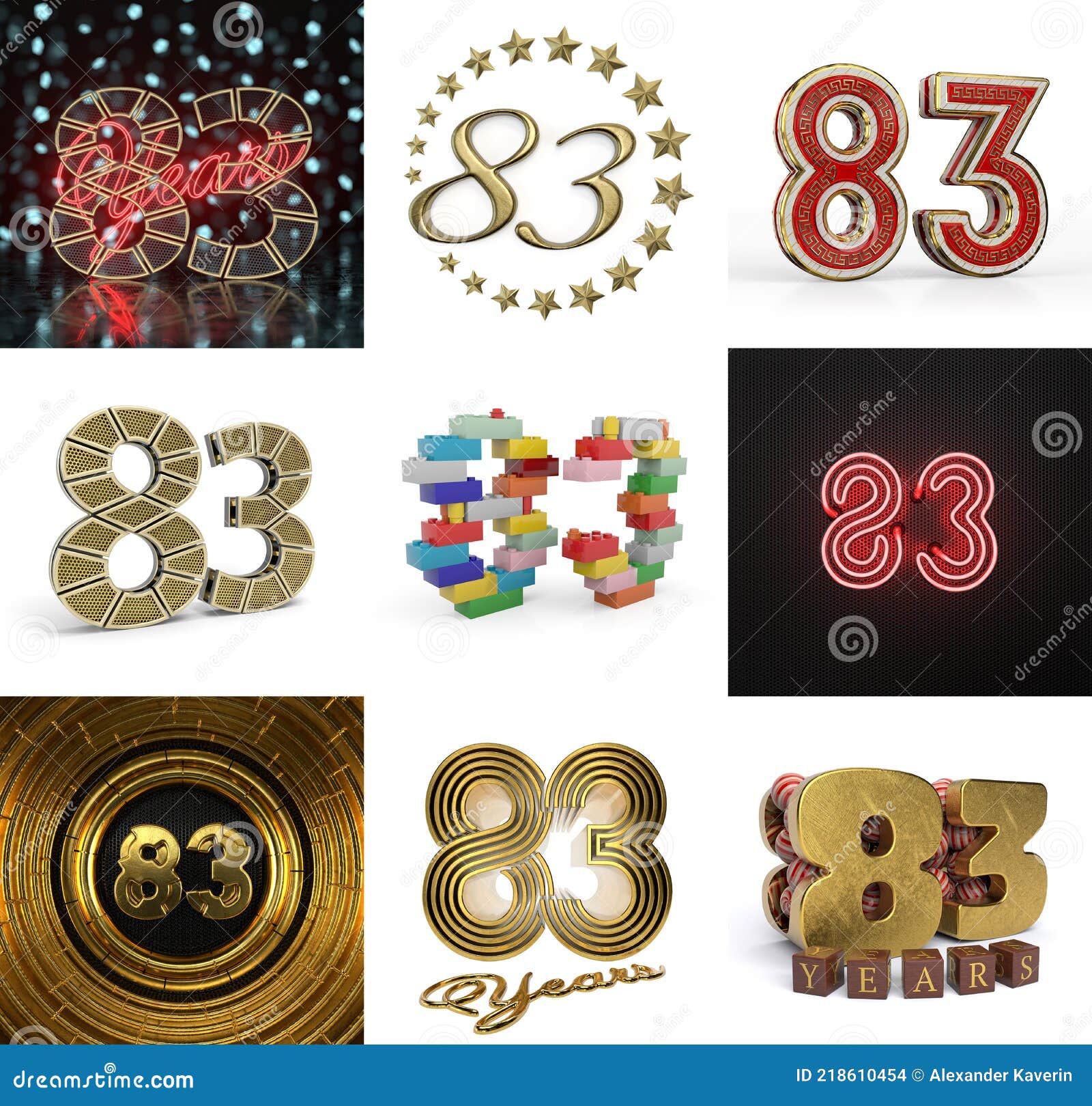 Set of Eighty-three Year Birthday. Number 83 Graphic Design Element ...