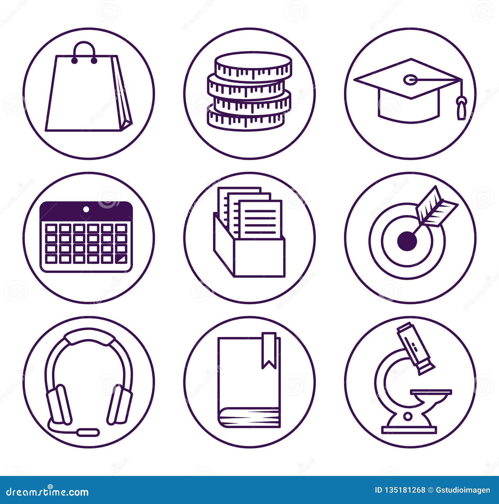 Set Elearning Knowledge Online Education To Study Stock Vector ...