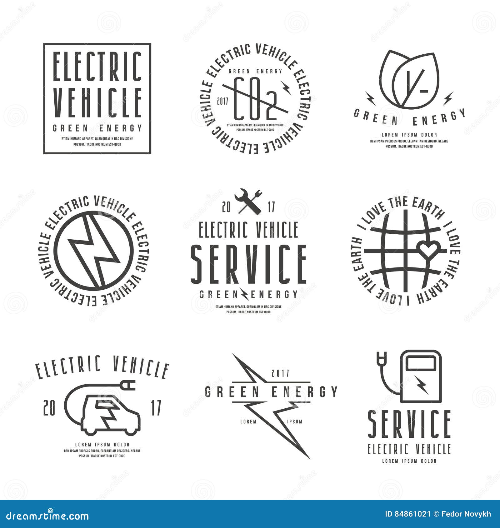 Set of electric car labels stock vector. Illustration of modern - 84861021