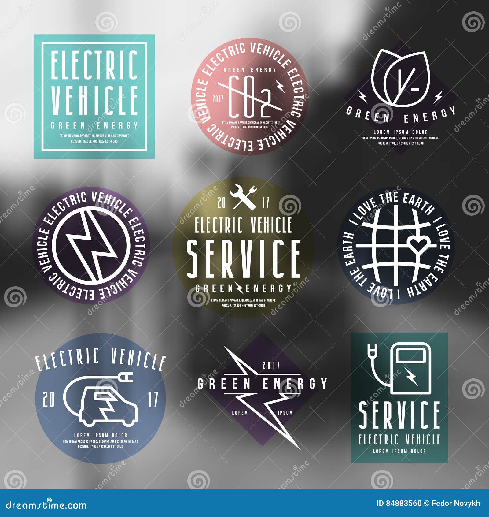 Set of electric car labels stock vector. Illustration of modern - 84883560