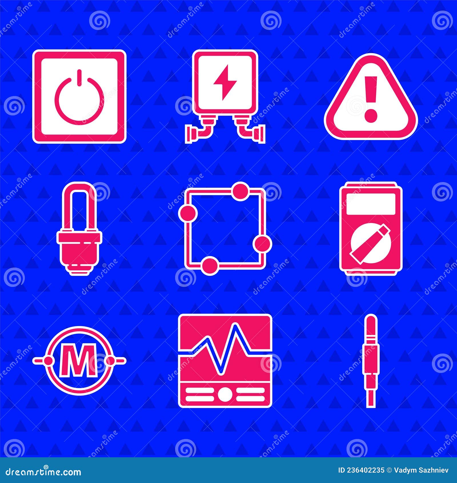 Set Electric Circuit Scheme, Electrical Measuring Instruments, Audio ...