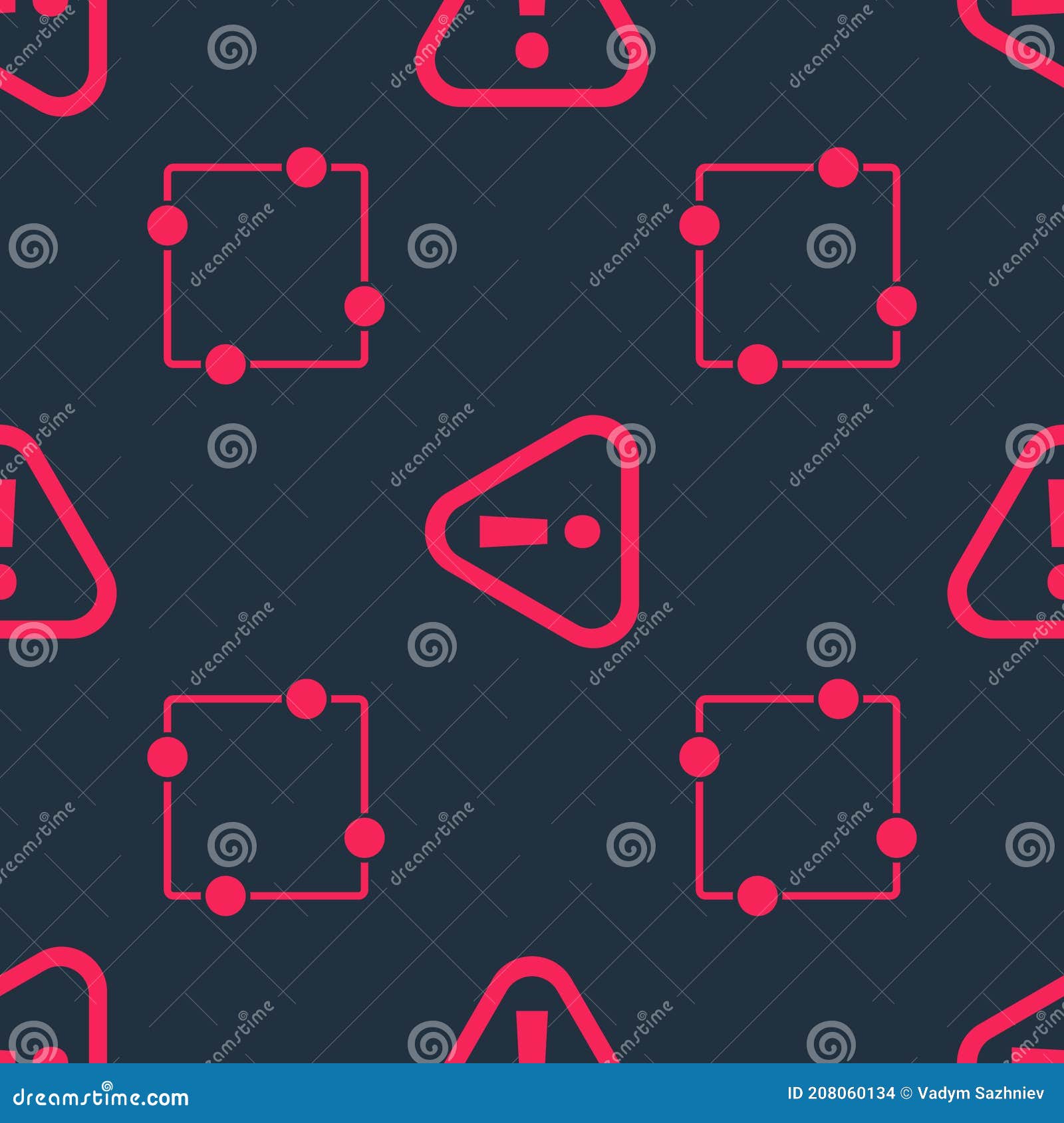 Set Electric Circuit Scheme and Exclamation Mark in Triangle on ...