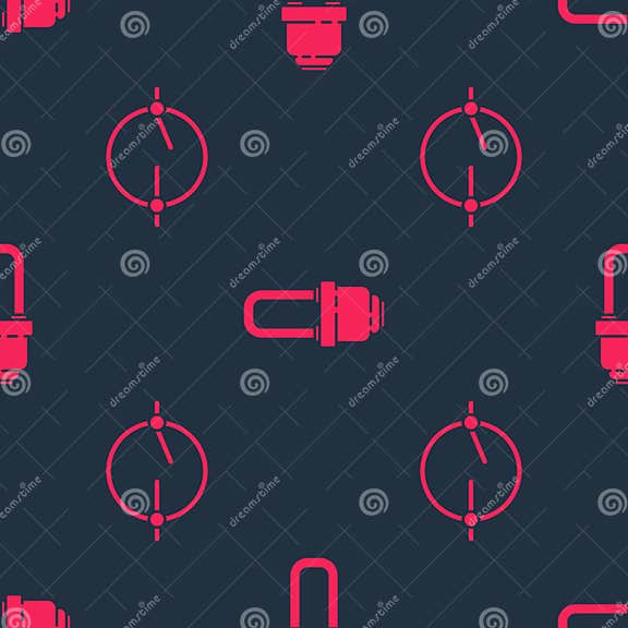 Set Electric Circuit Scheme and LED Light Bulb on Seamless Pattern ...