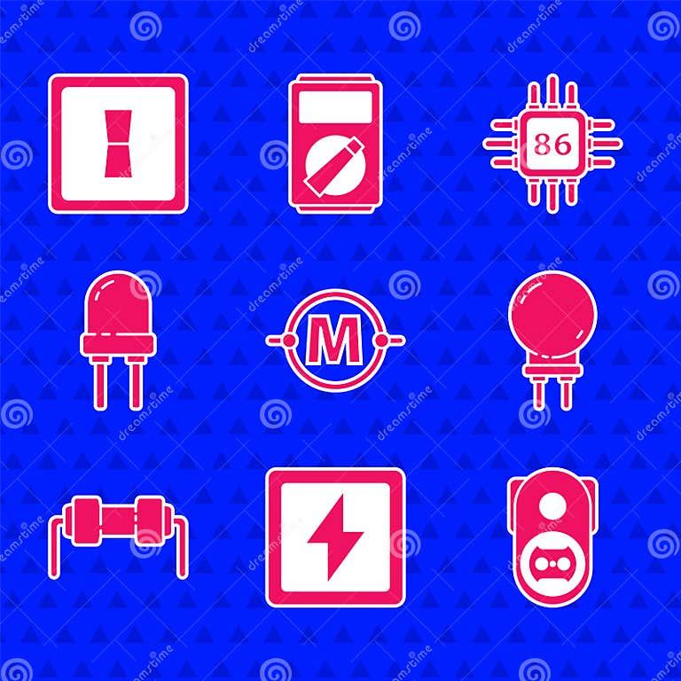 Set Electric Circuit Scheme, Lightning Bolt, Electrical Outlet ...