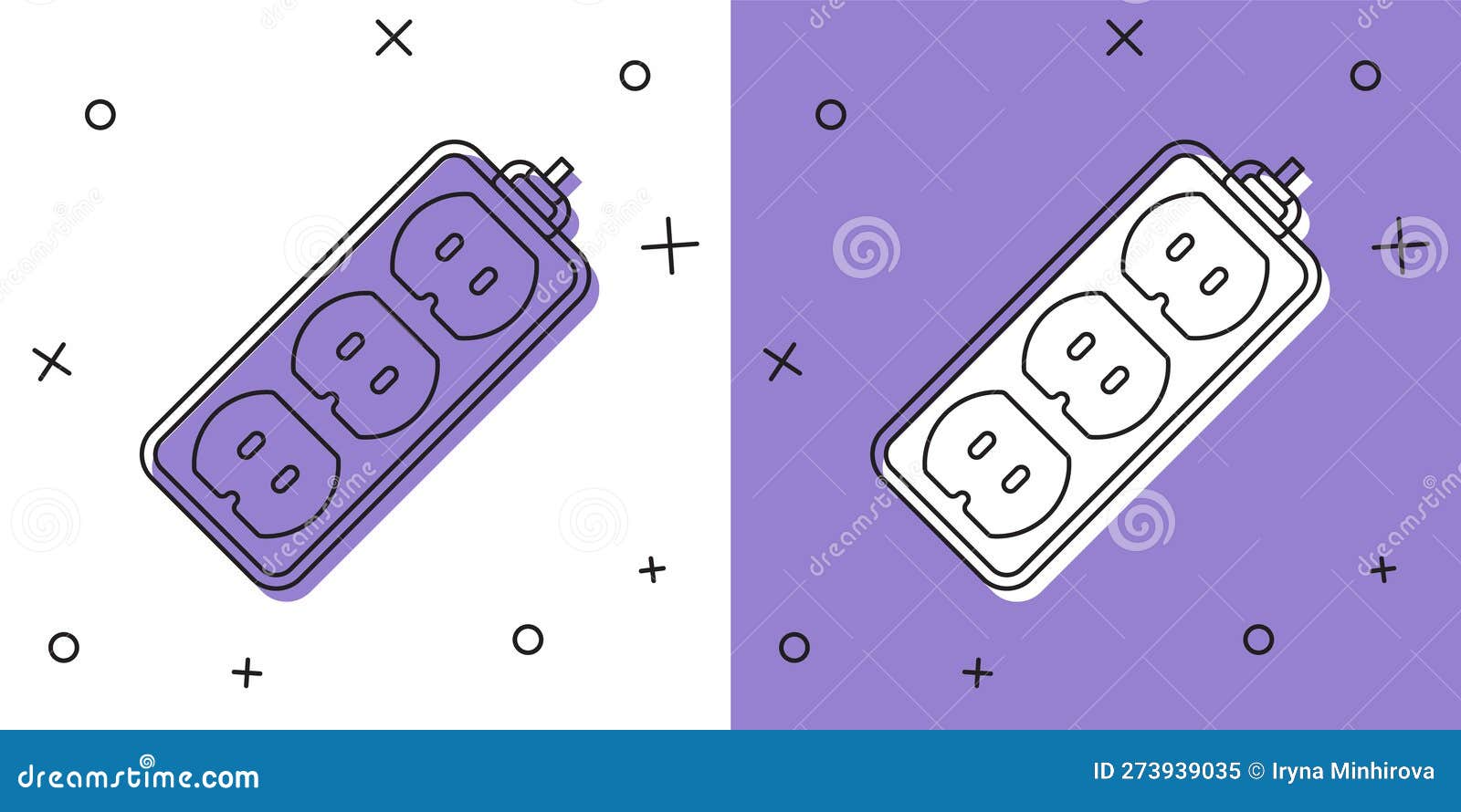 Set Electric Extension Cord Icon Isolated on White and Purple ...