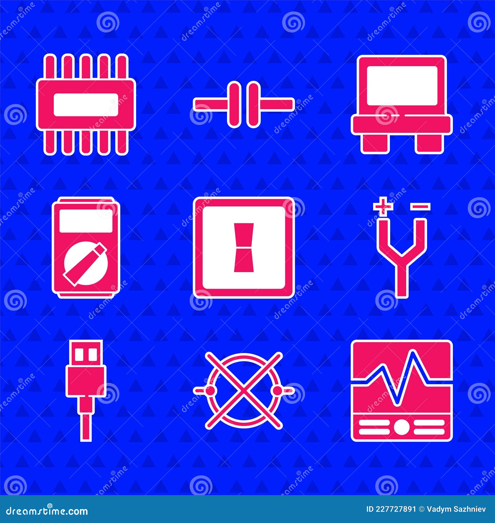 Set Electric Light Switch, Circuit Scheme, Electrical Measuring Instruments, Cable, USB Cord ...