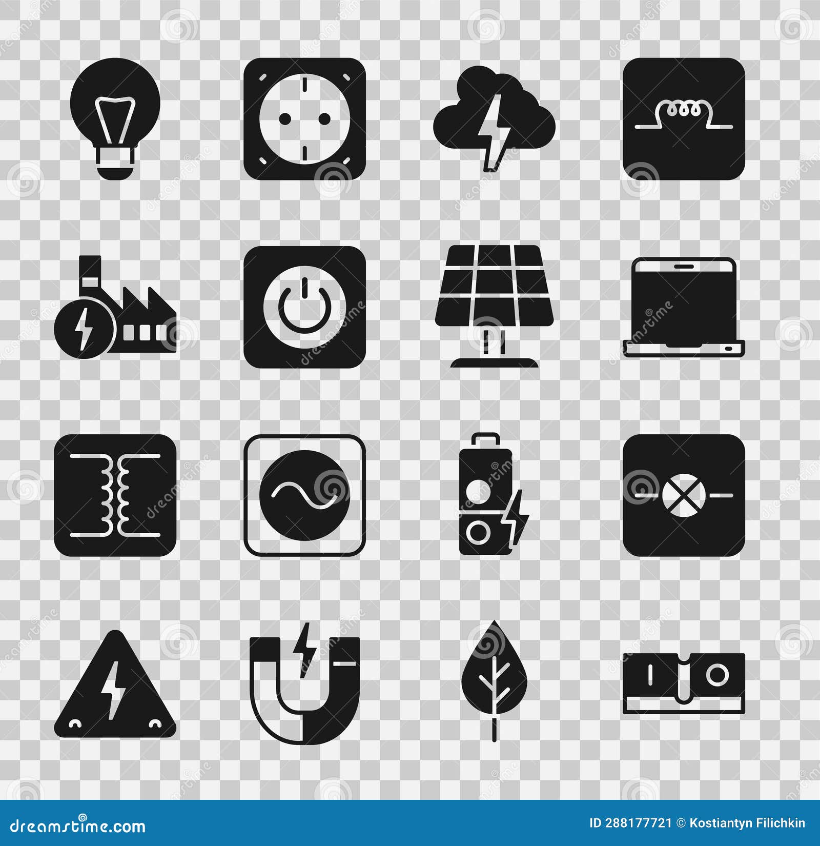 Set Electric Light Switch, Lamp in Electronic Circuit, Laptop, Cloud ...