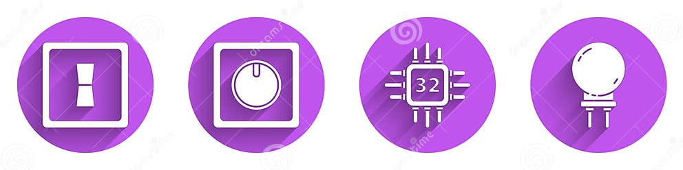 Set Electric Light Switch, Electric Light Switch, Processor with Microcircuits CPU and Light ...