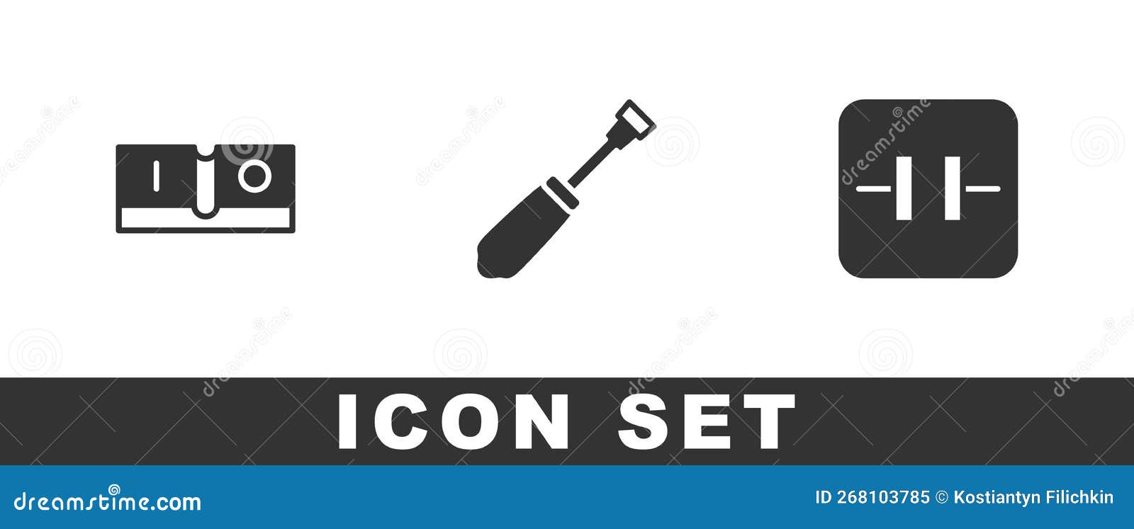 Set Electric Light Switch, Screwdriver and Electrolytic Capacitor Icon ...