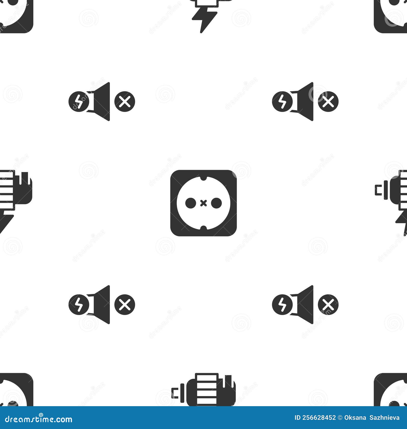 Set Electric Motor, Electrical Outlet and on Seamless Pattern. Vector ...