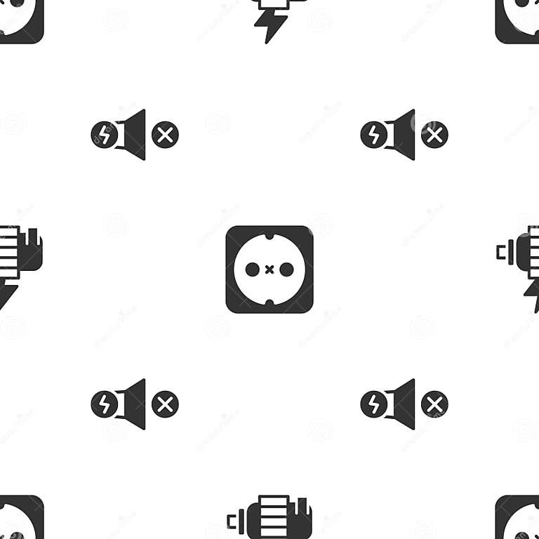 Set Electric Motor, Electrical Outlet and on Seamless Pattern. Vector ...