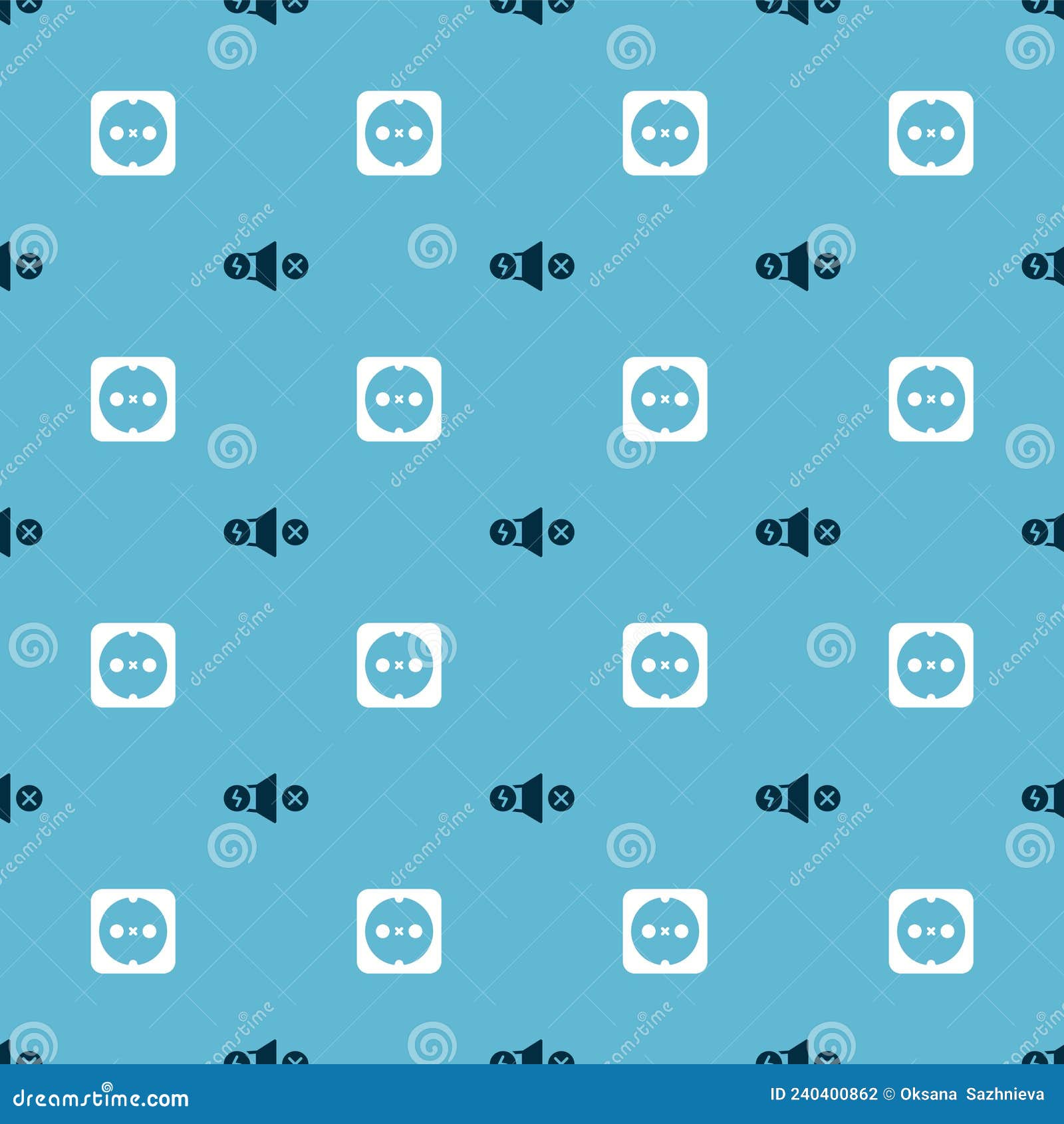 Set Electric Motor and Electrical Outlet on Seamless Pattern. Vector ...