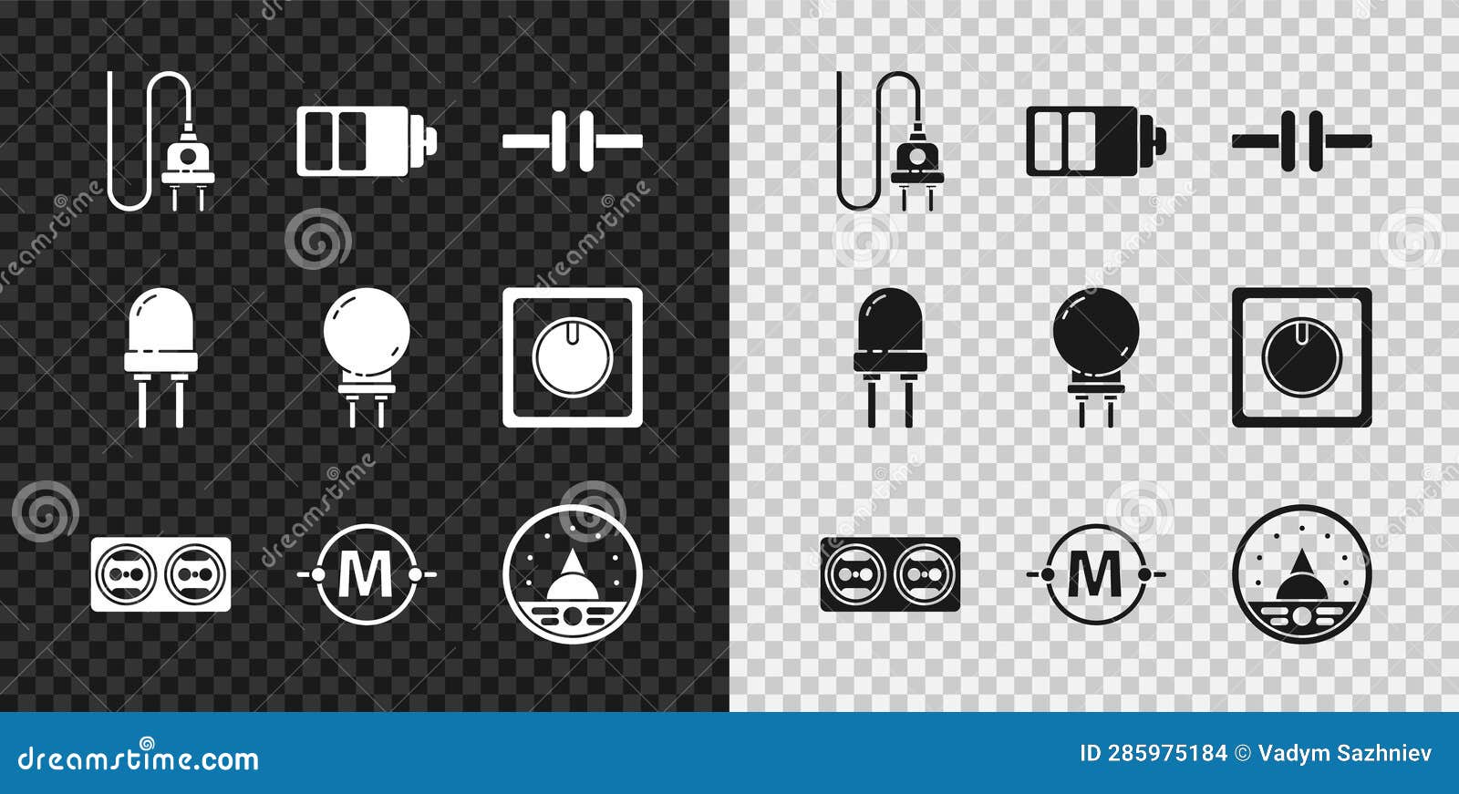 Set Electric Plug, Battery Charge Level Indicator, Circuit Scheme ...