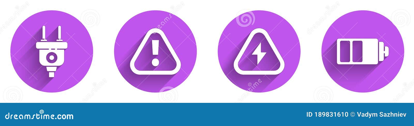 Set Electric Plug, Exclamation Mark in Triangle, High Voltage and ...