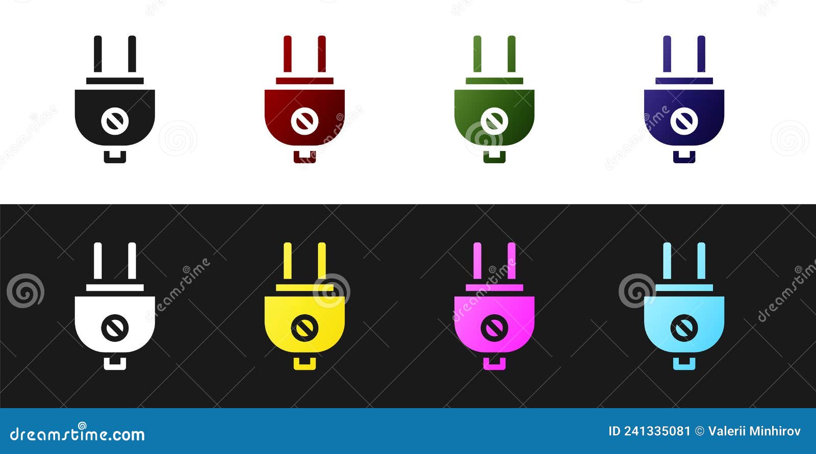 Set Electric Plug Icon Isolated on Black and White Background. Concept ...