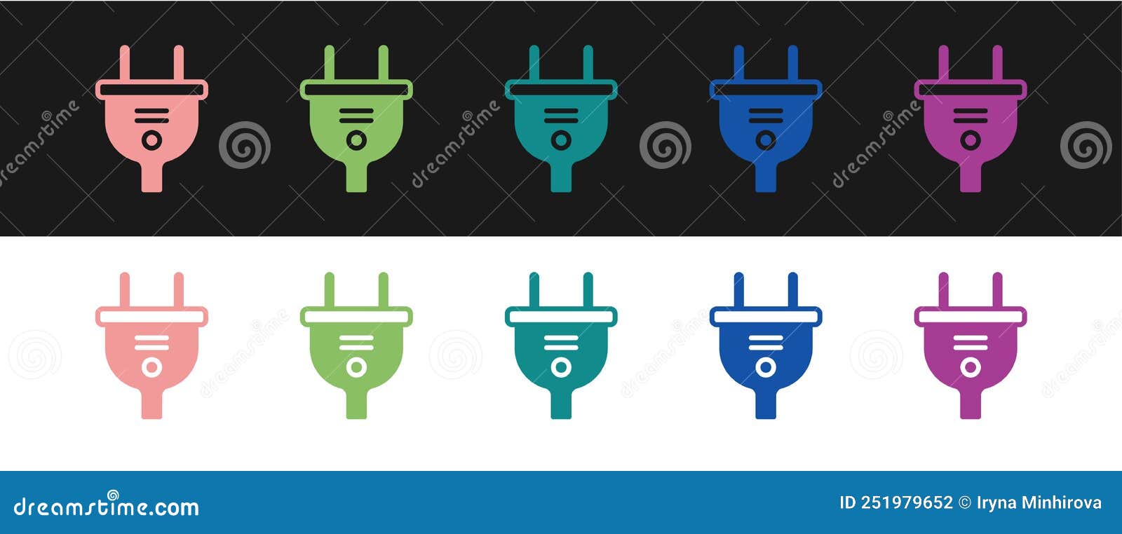 Set Electric Plug Icon Isolated on Black and White Background. Concept ...
