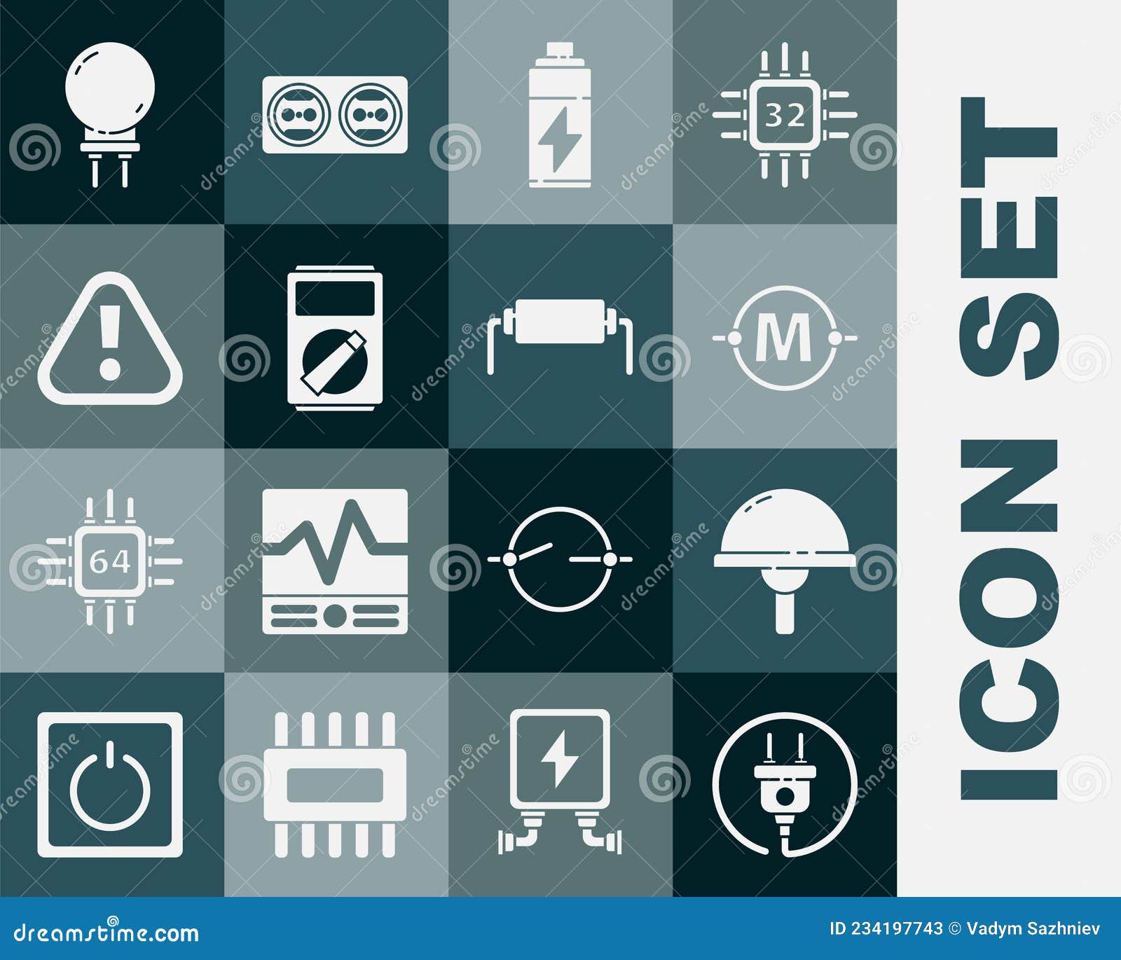 Set Electric Plug, Light Emitting Diode, Circuit Scheme, Battery ...