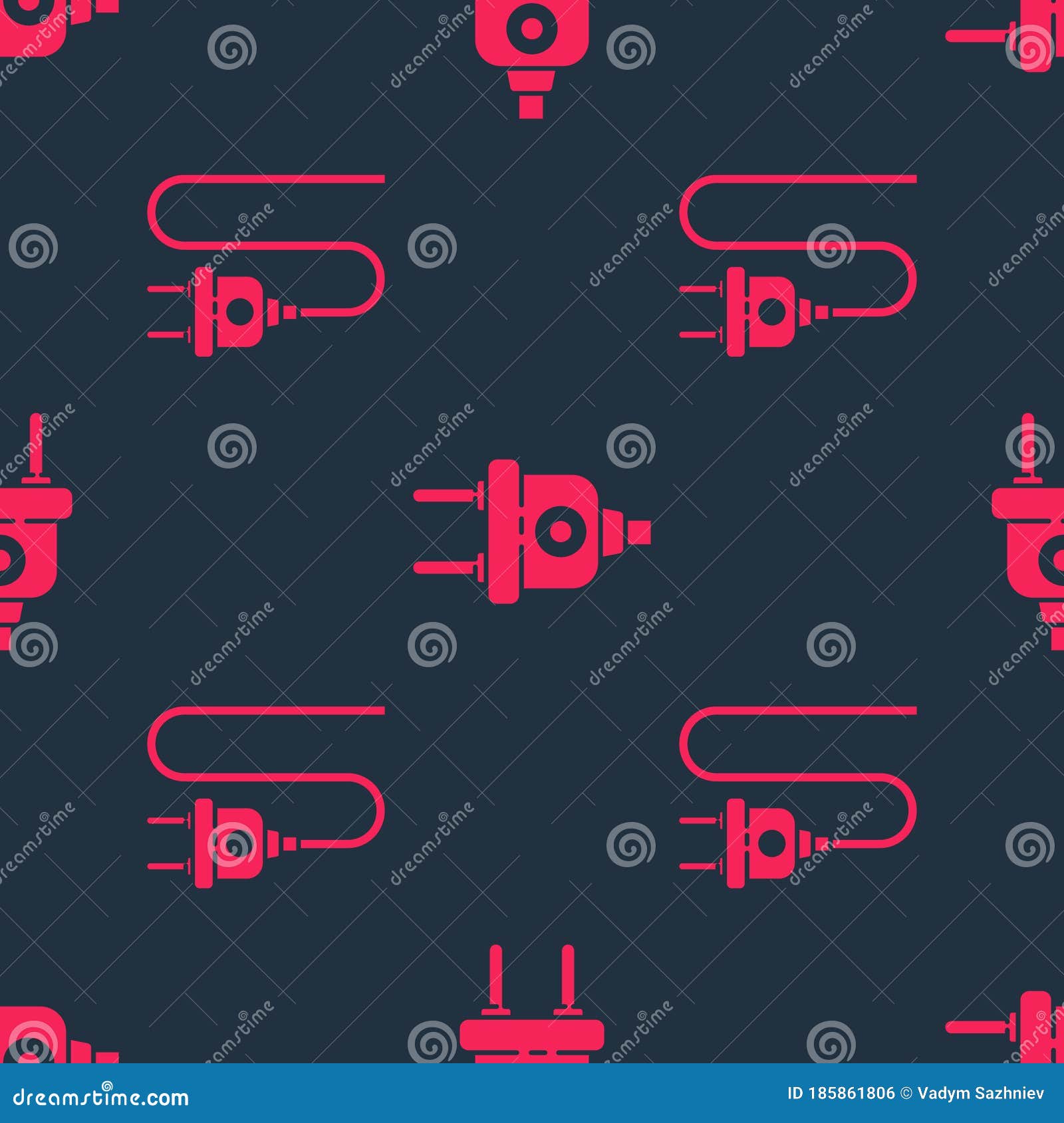 Set Electric Plug and Electric Plug on Seamless Pattern. Vector Stock ...