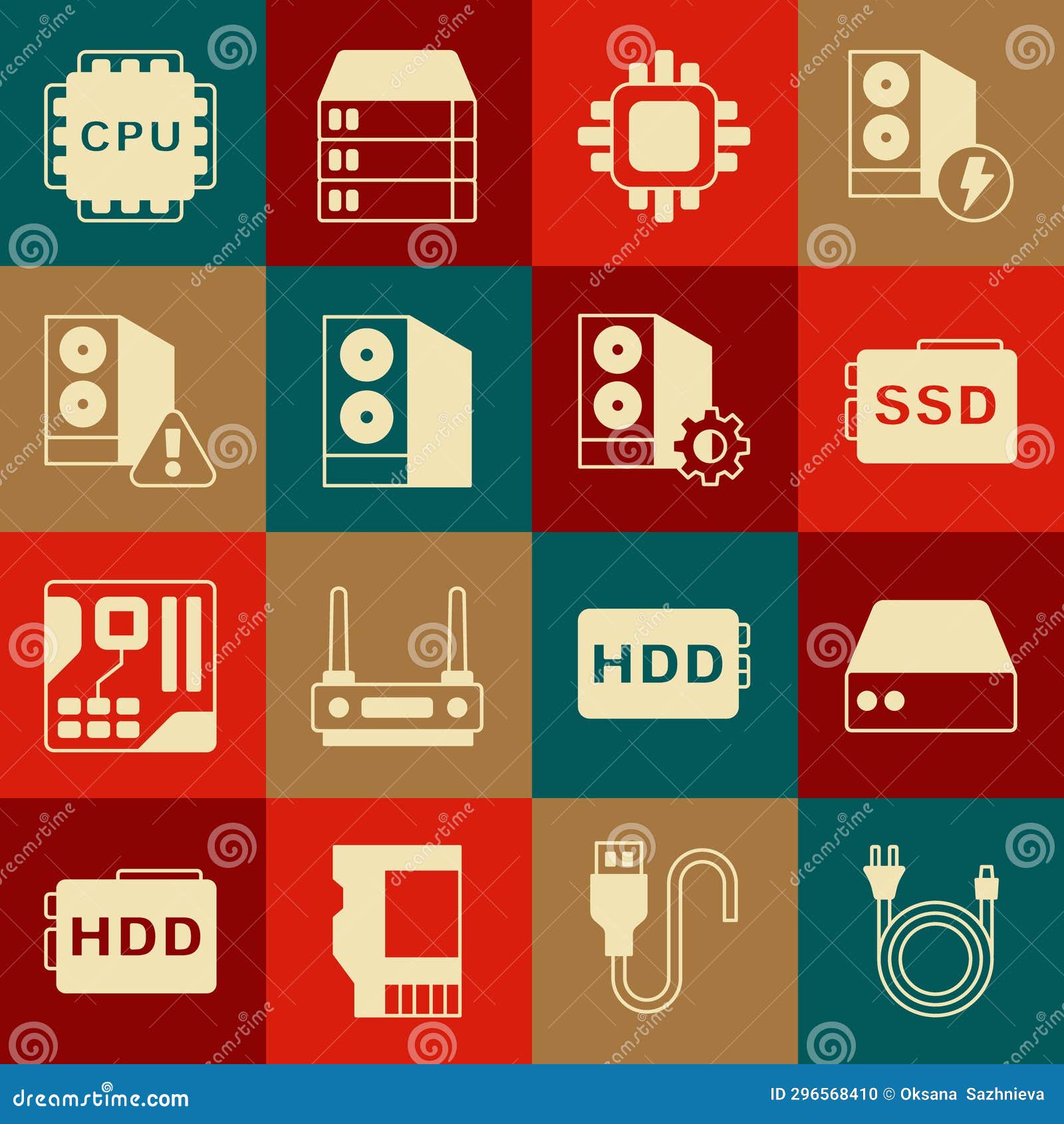 Set Electric Plug Server Data Web Hosting Ssd Card Processor With