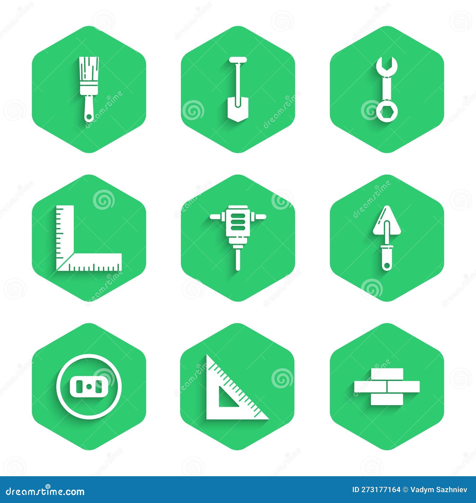 Set Electric Rotary Hammer Drill, Triangular Ruler, Bricks, Trowel ...