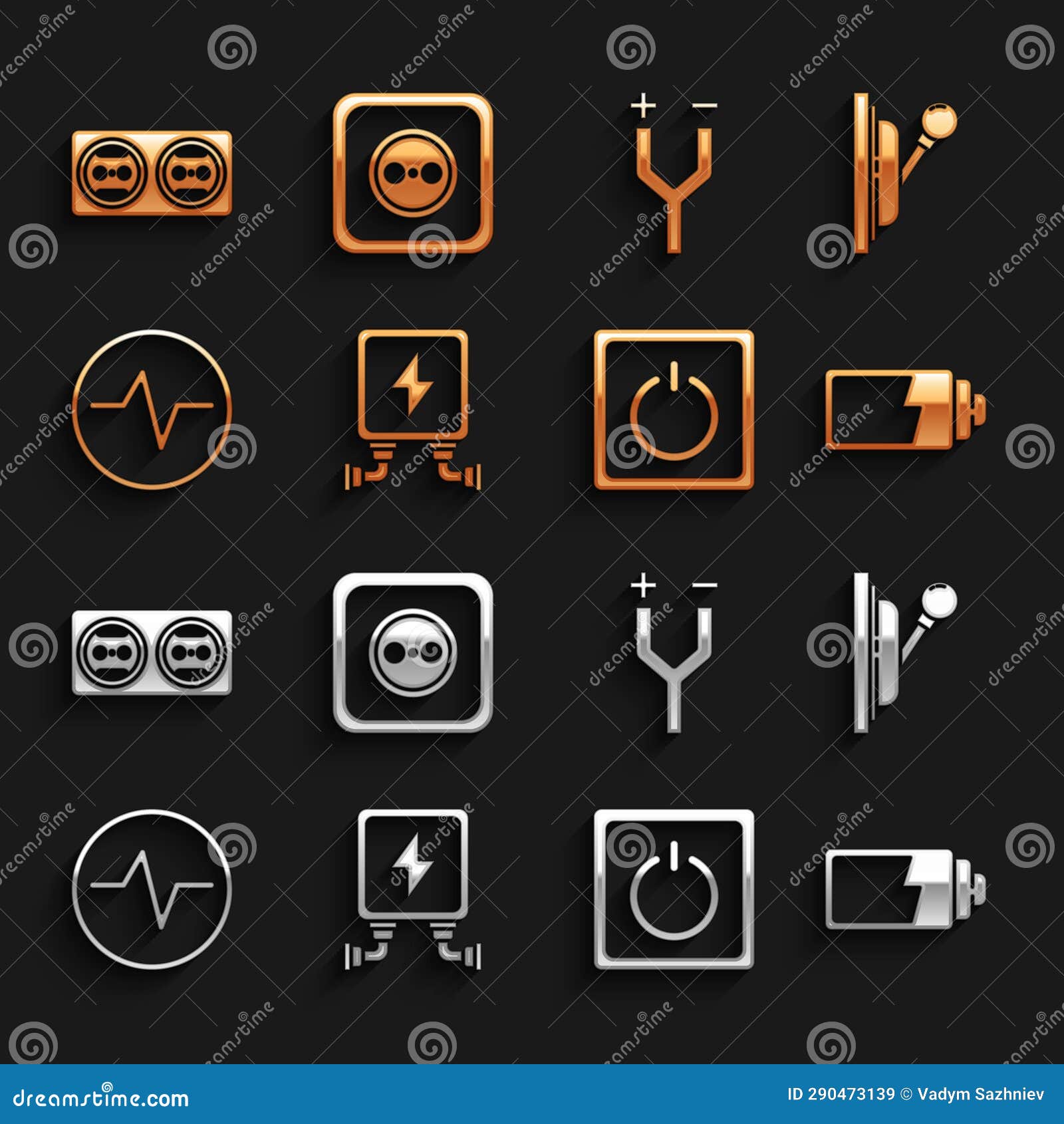 Set Electric Transformer, Electrical Panel, Battery Charge Level ...