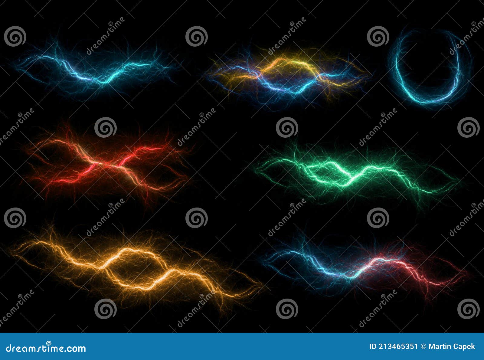 Set of Electrical Elements, Sparks, Lightning Stock Illustration ...