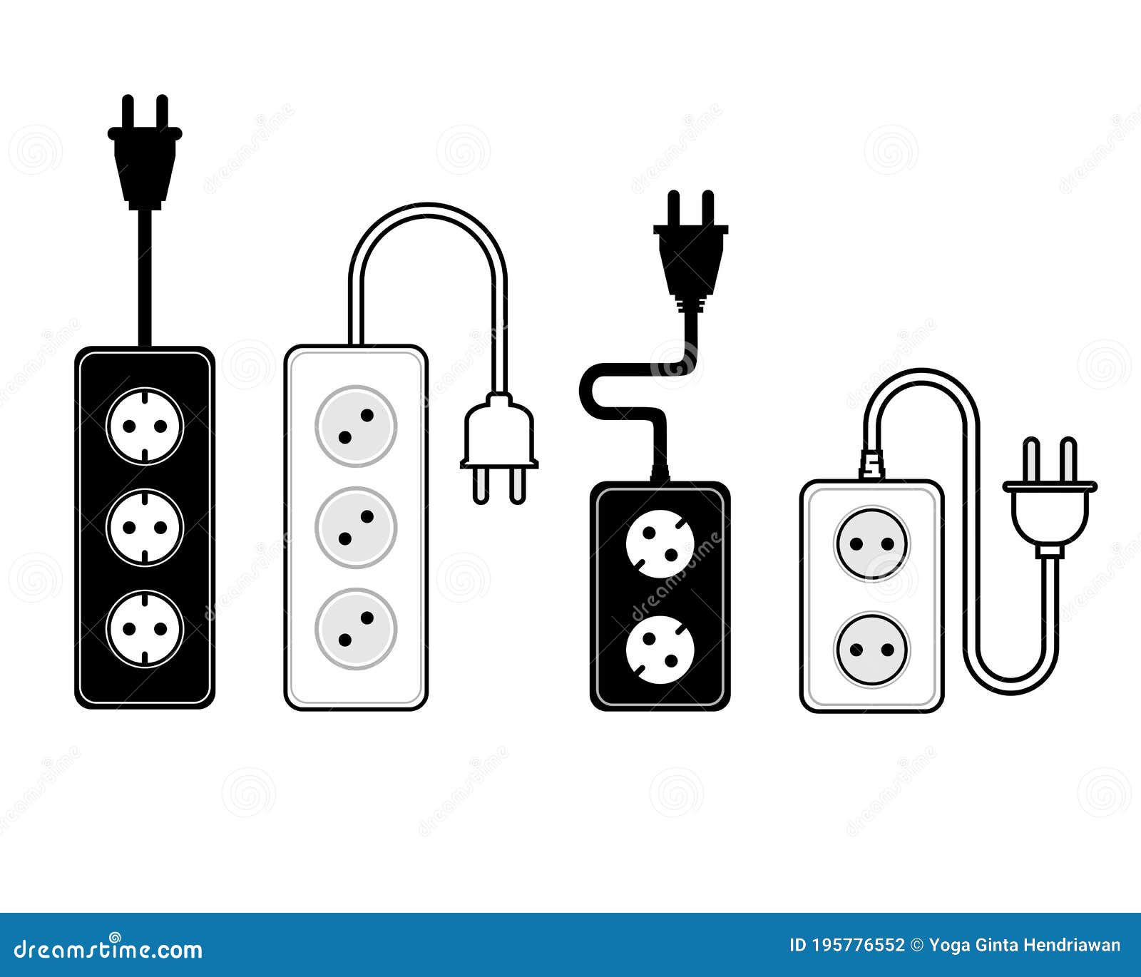 Set of Electrical Extension Cord Icon. Illustration Vector Stock Vector ...