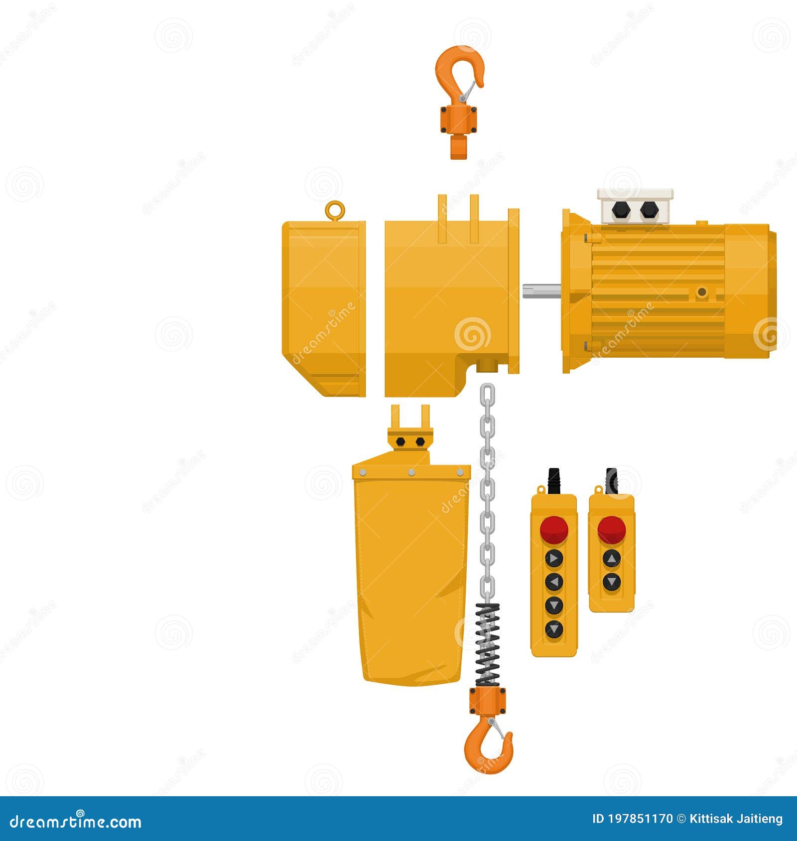 Set of Electrical Hoist Component on White Background Stock Vector ...
