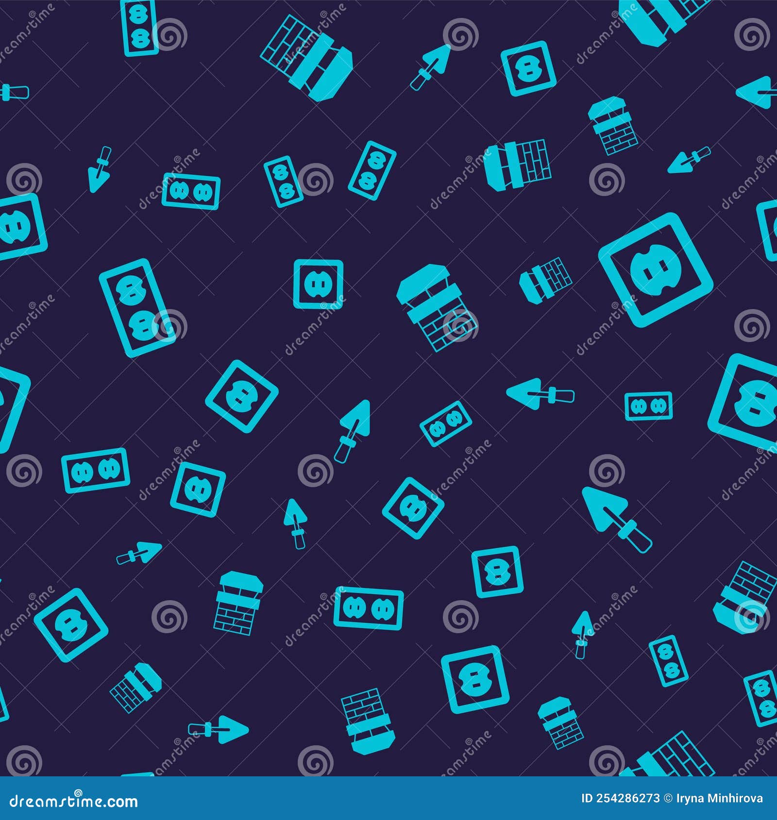 Set Electrical Outlet, Chimney and Trowel on Seamless Pattern. Vector ...
