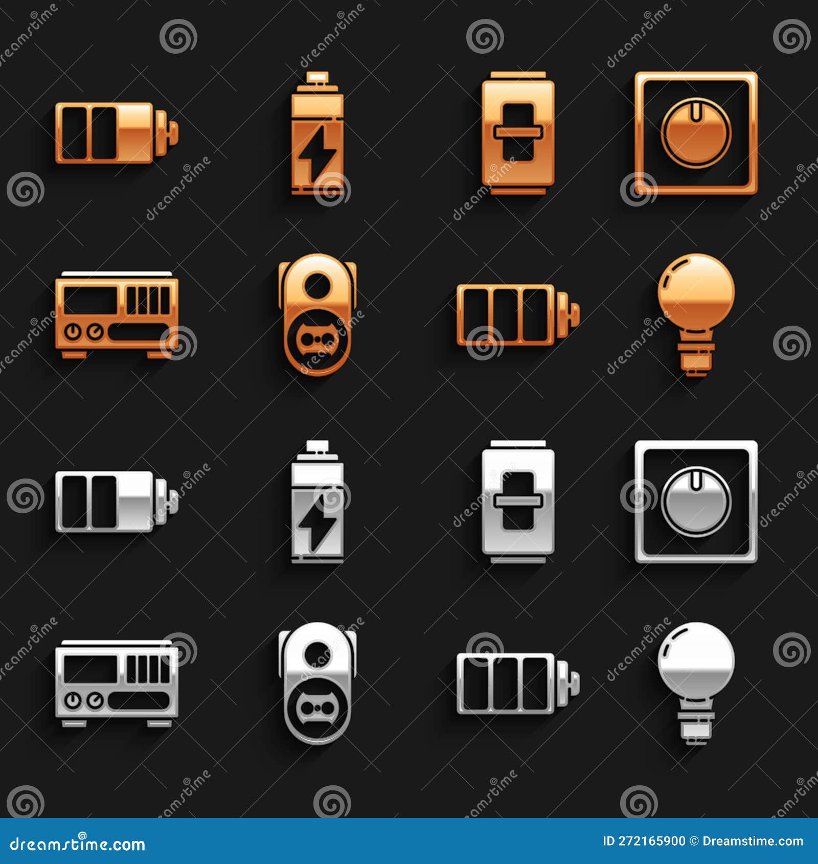 Set Electrical Outlet, Light Switch, Light Bulb with Concept of Idea ...