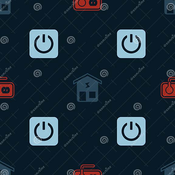 Set Electrical Outlet, Smart Home and Power Button on Seamless Pattern ...