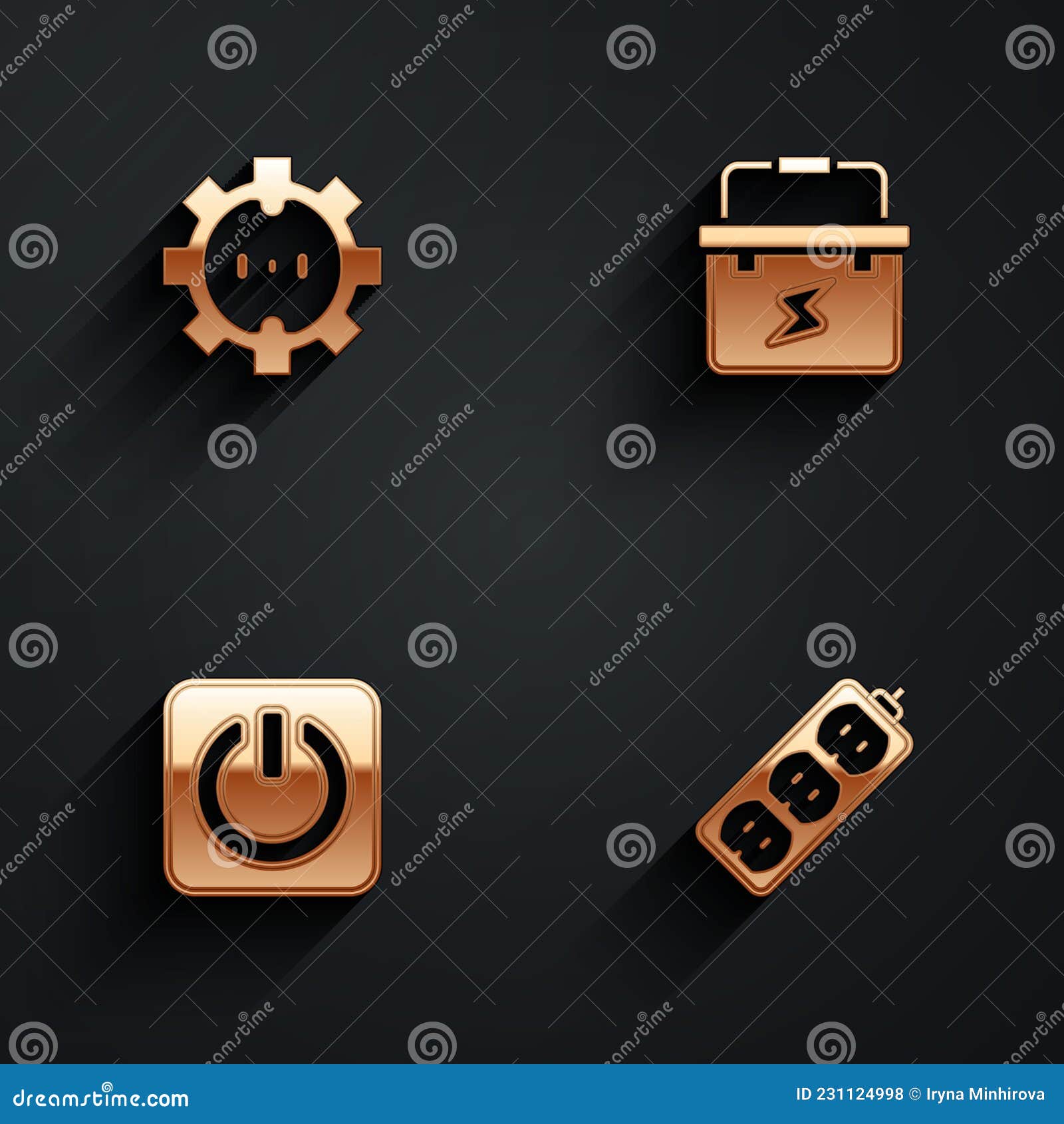 Set Electrical Outlet, Toolbox Electrician, Power Button and Extension ...