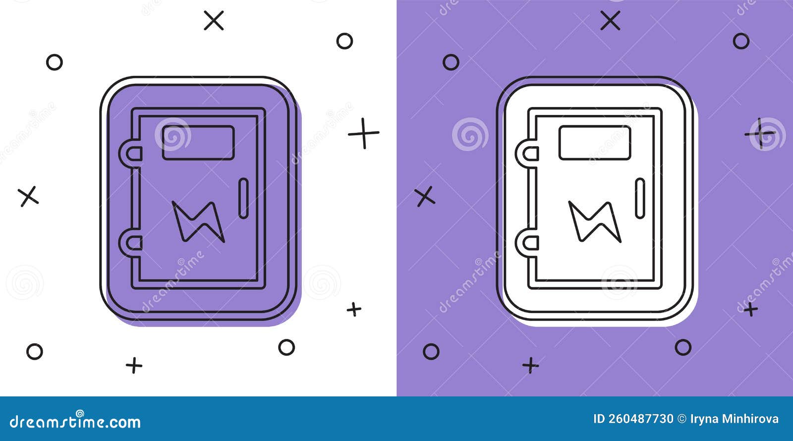 Set Electrical Panel Icon Isolated on White and Purple Background ...