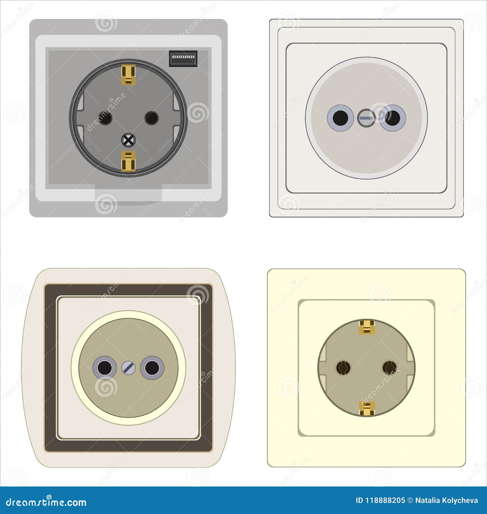 Set of electrical outlets stock vector. Illustration of connector ...