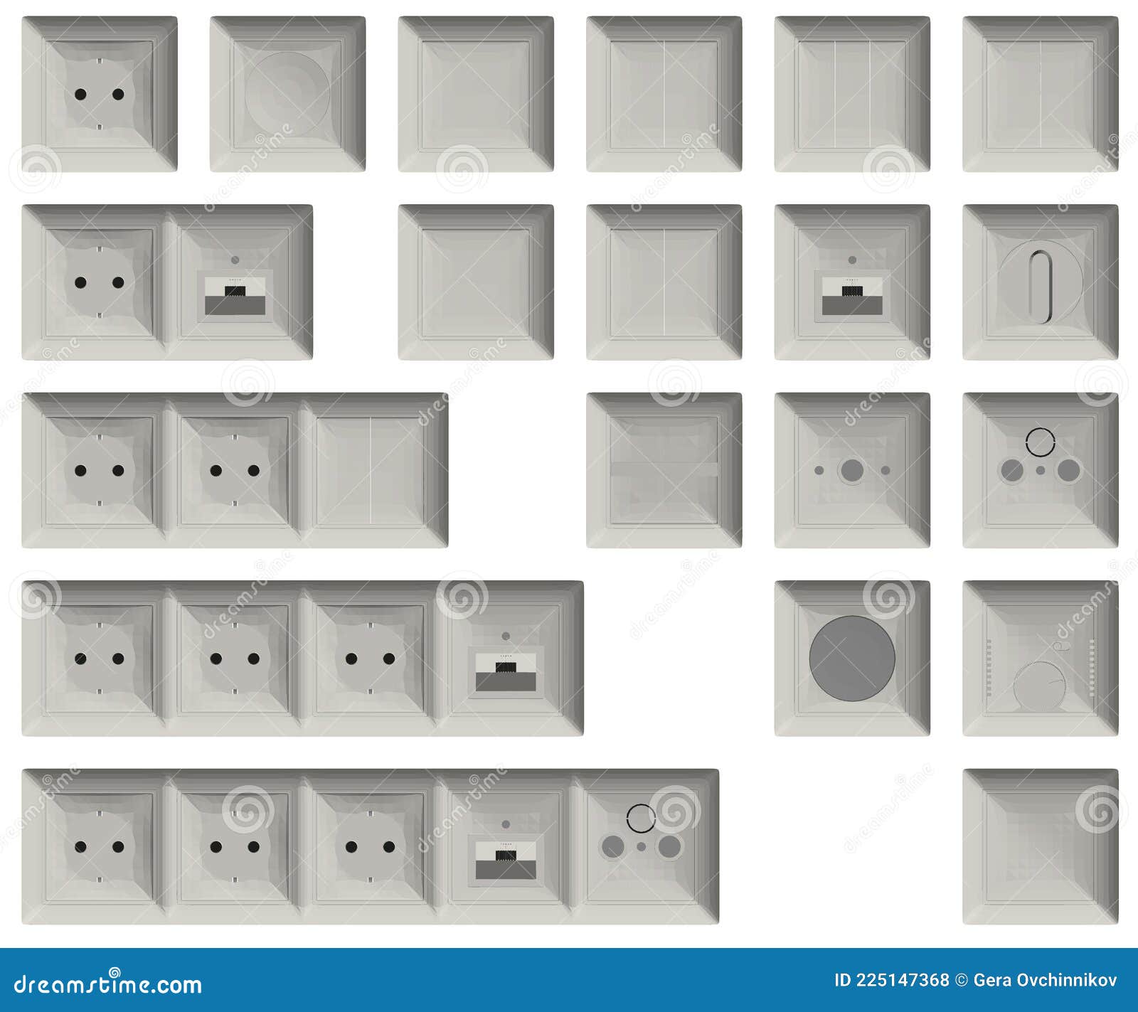 Sockets Light Switches Outfits Different Design Realistic Set ...