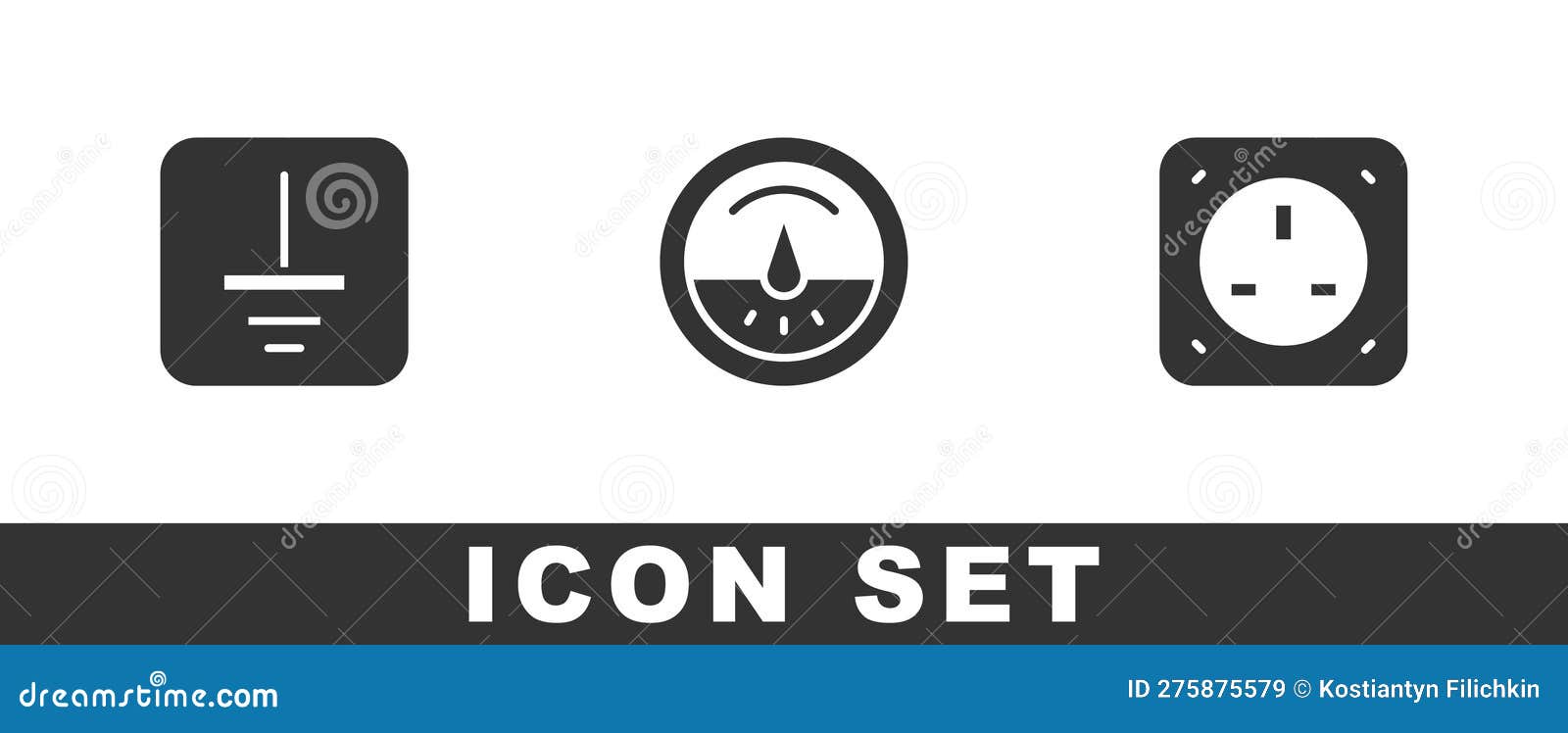 Set Electrical Symbol Ground, Meter and Outlet Icon. Vector Stock ...